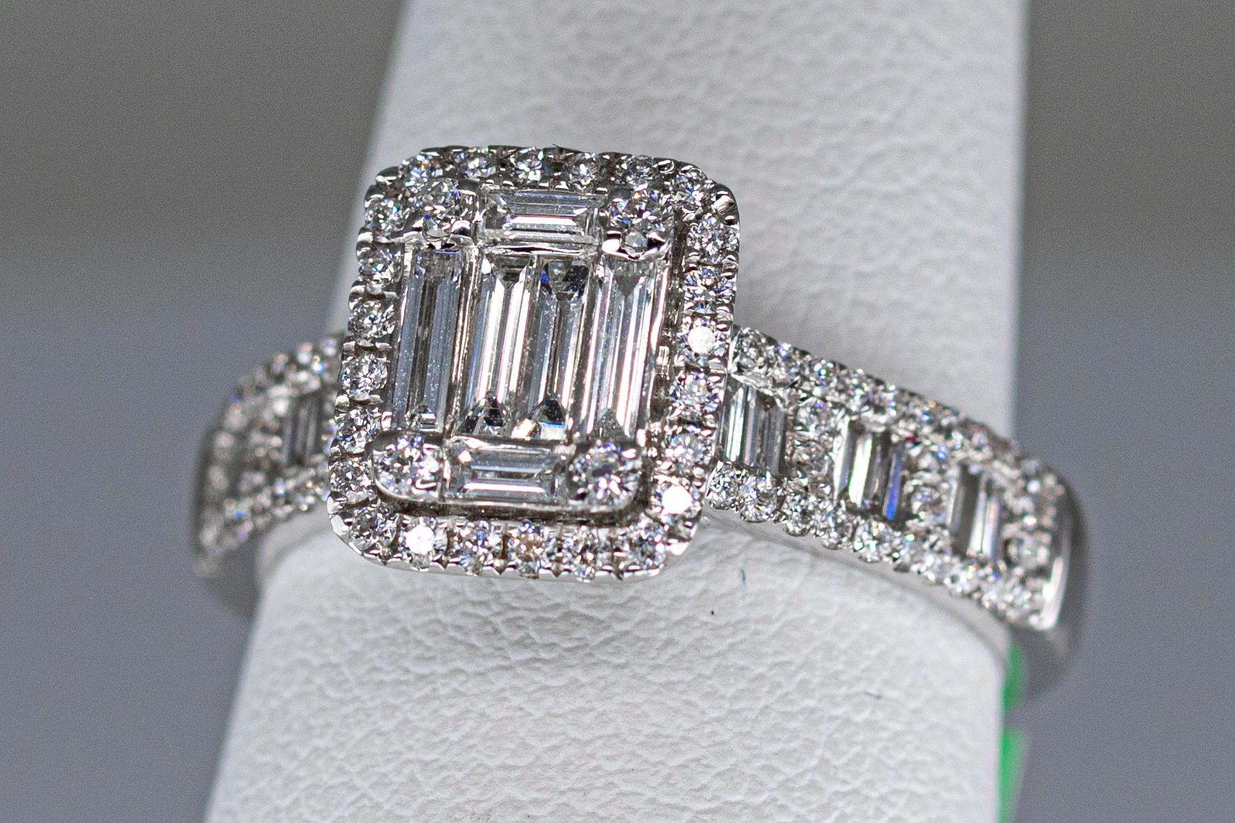 Illusion Set Ring 98 Diamonds 0.83 Carat 18 Karat Gold at 1stDibs