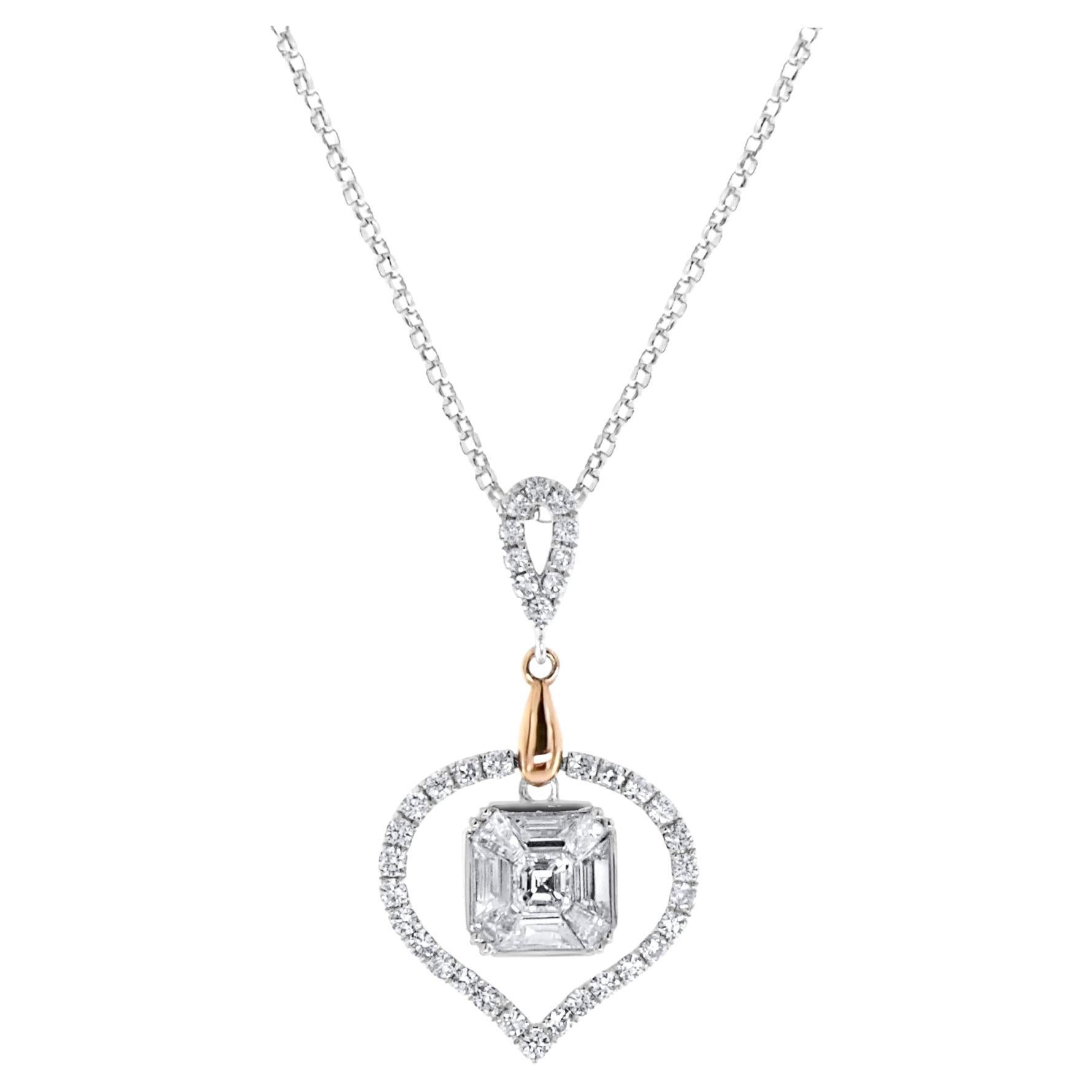 Illusion Setting Diamonds Ring in 18 Karat White and Rose Gold For Sale ...