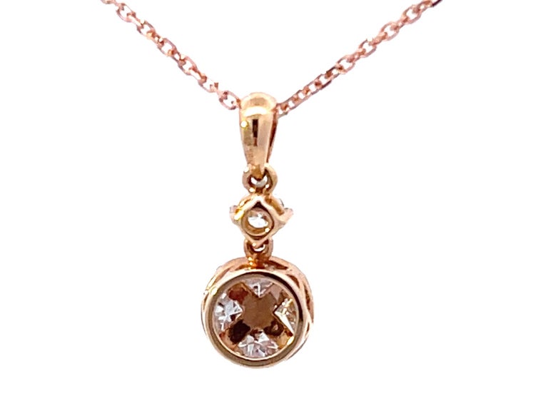 Illusion Setting Diamond Pendant in 18k Rose Gold For Sale at 1stDibs