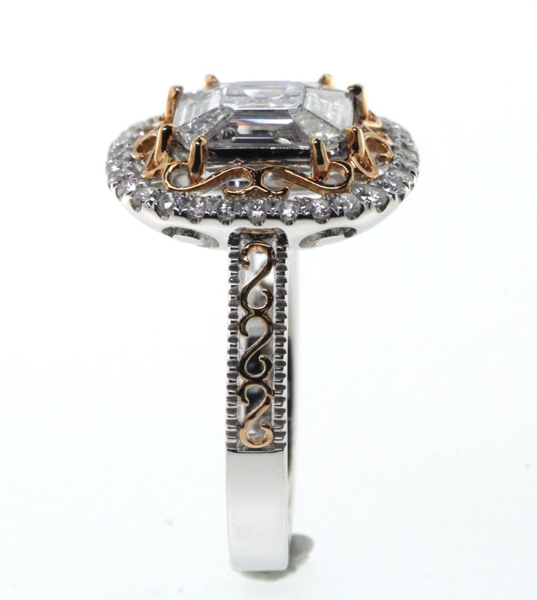 Illusion Setting Diamonds Ring in 18 Karat White and Rose Gold For Sale ...