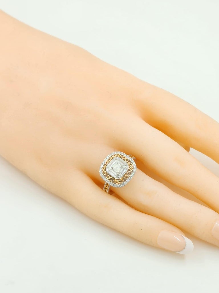 Illusion Setting Diamonds Ring in 18 Karat White and Rose Gold For Sale ...