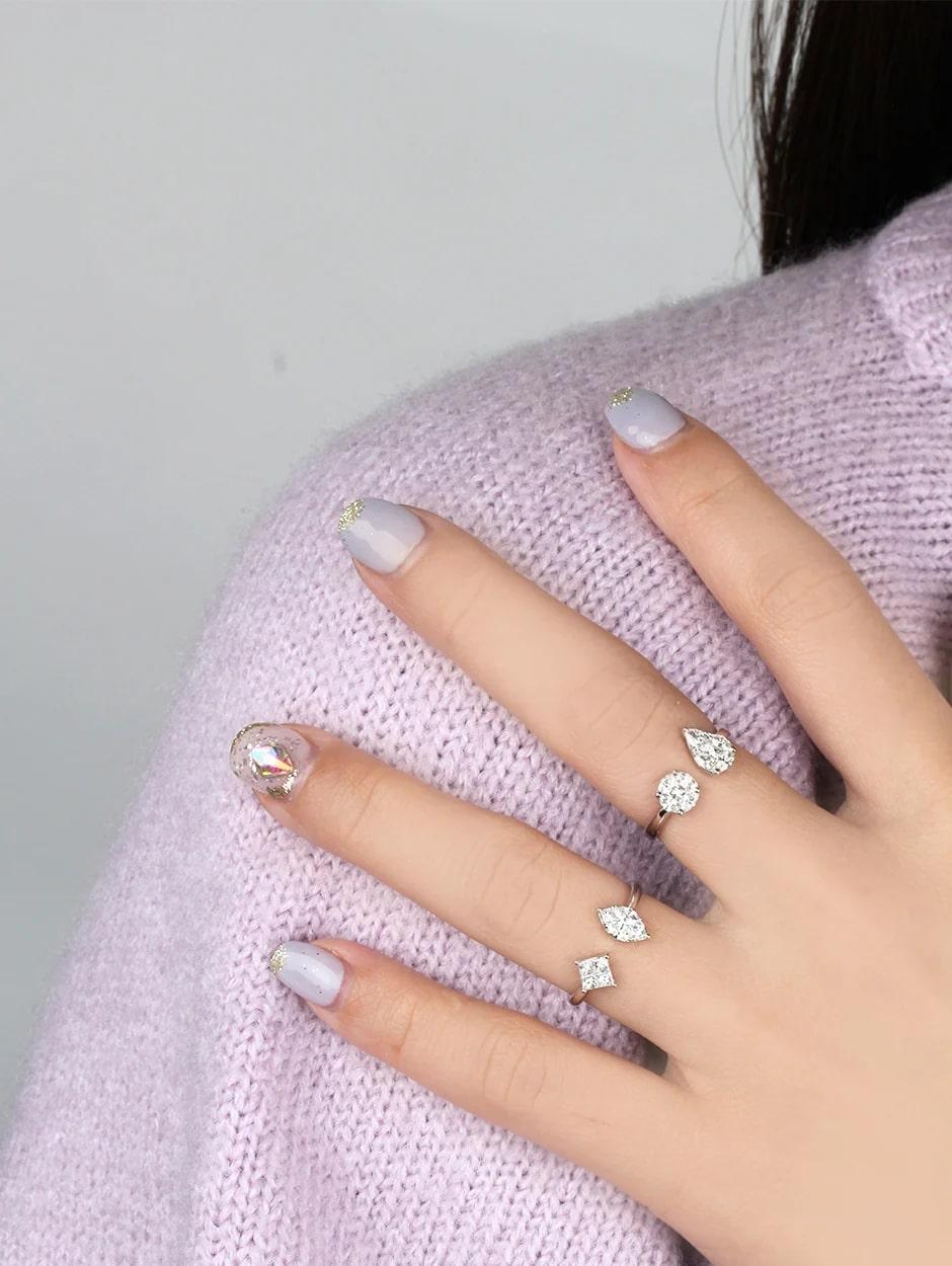 Customizable Illusional Round and Tear Drop Center Ring For Sale at 1stDibs