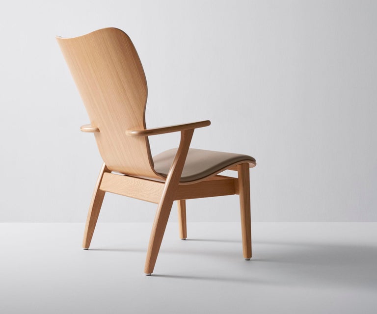 Ilmari Tapiovaara Domus Lounge Chair in Oak and Black Leather for Artek ...