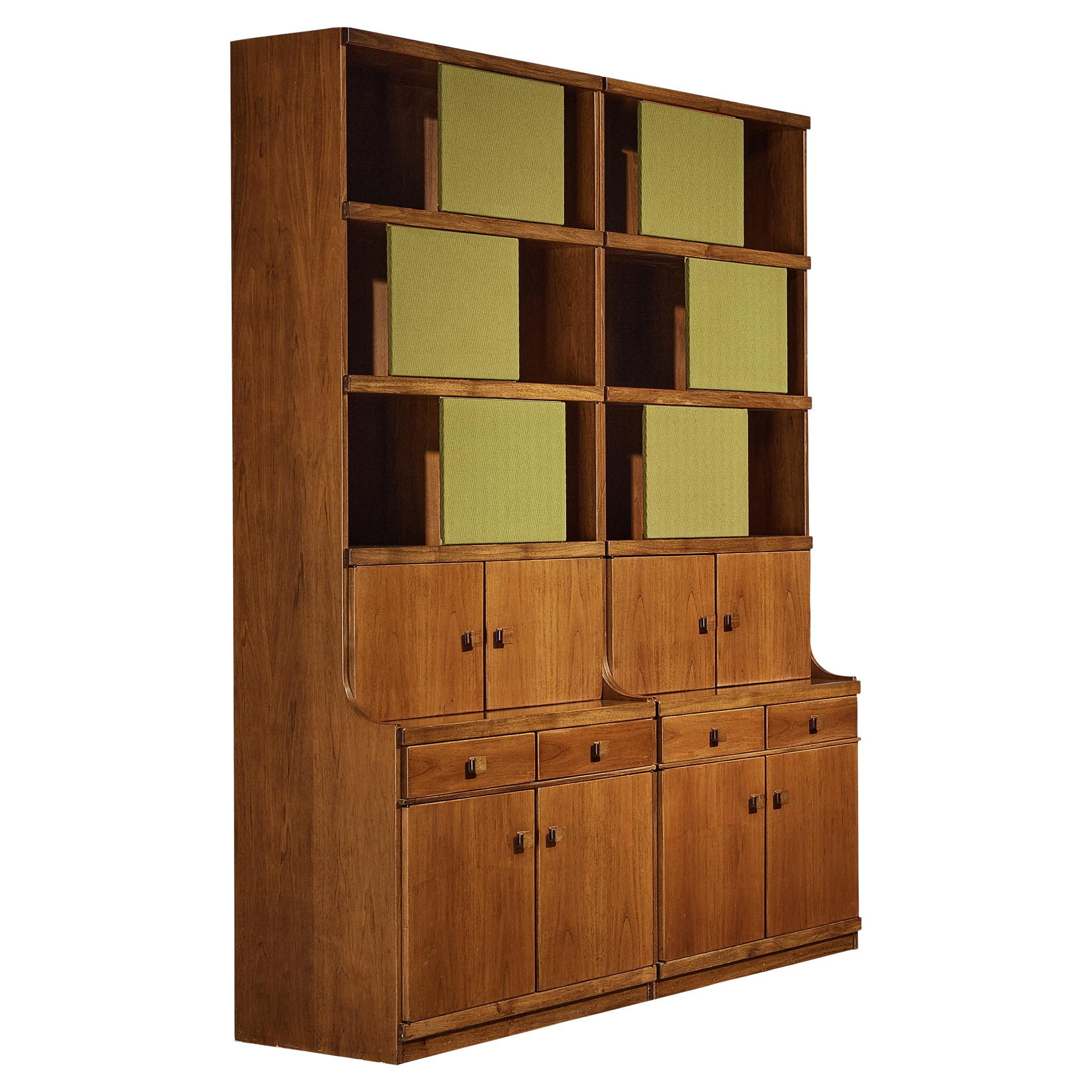 Exceptional Italian Library Unit With Stairs in Walnut For Sale at 1stDibs