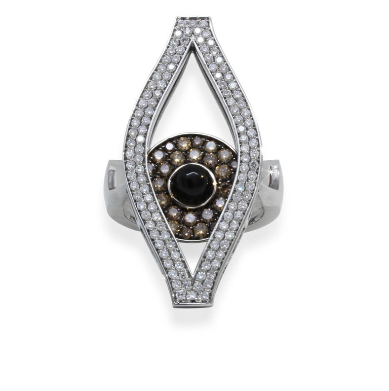 Ilona Orel Coctail Ring Third Eye White gold White and Chocolate ...