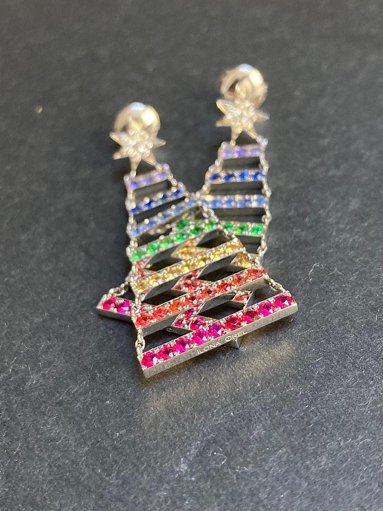Ilona Orel Earrings Heaven's Ladder Sapphires Multi Colours rubies ...