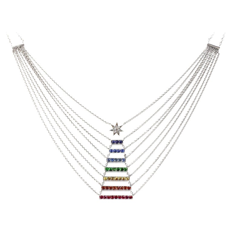 Ilona Orel Sapphires Rubies and Diamonds necklace Heaven's Ladder in ...