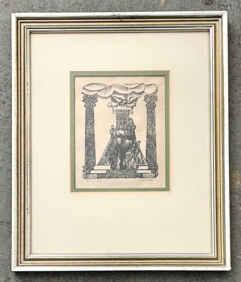 Ilya Schor - Ilya Schor Expressionist Judaica Woodcut Shabbat Woodblock ...