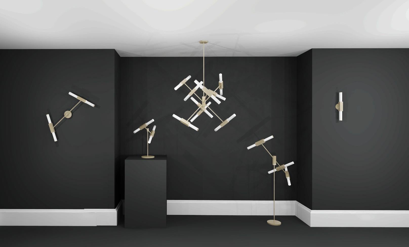 Imagin Tubular Table Lamp in Brushed Brass and Frosted Glass For Sale ...