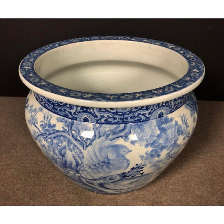 Imari Blue and White Fish Bowl Planter at 1stDibs