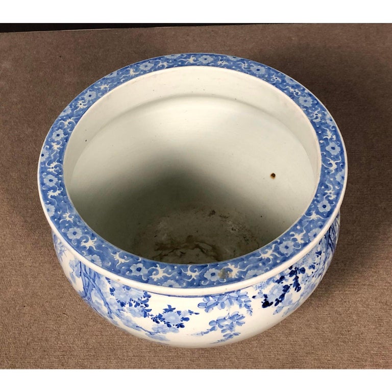 Imari Blue and White Fish Bowl Planter at 1stDibs