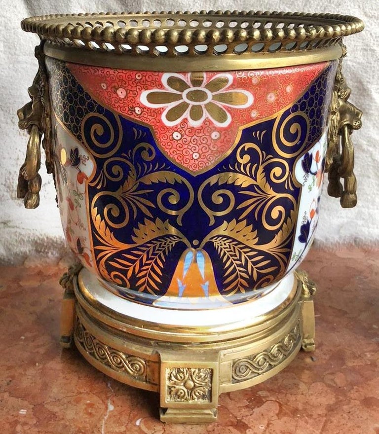 19th Century Royal Crown Derby Style Imari Planters With Bronze Gilt ...