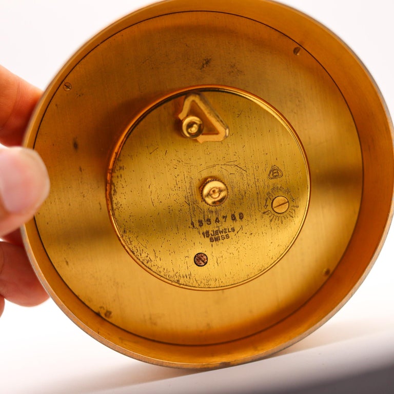 Imhof Switzerland 1960 World Timer 8 Days Desk Clock in Bronze and 24h ...