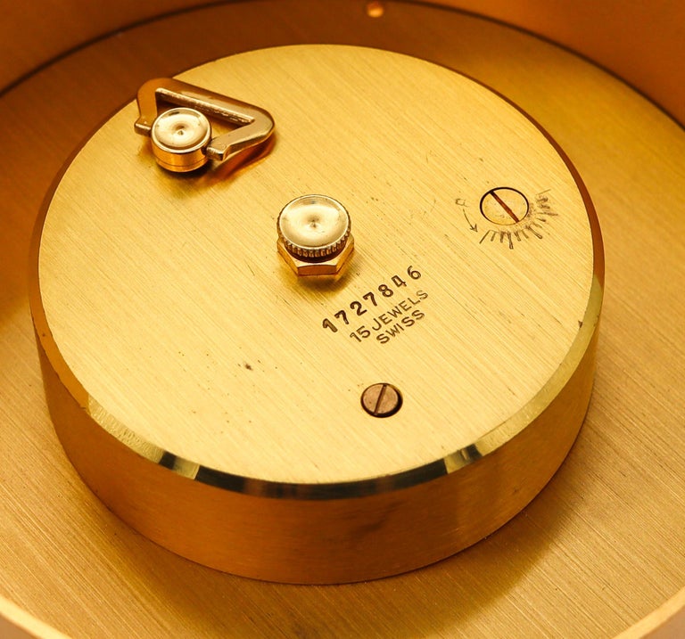 Imhof Switzerland 1960 World Timer 8 Days Desk Clock in Bronze with 24h ...