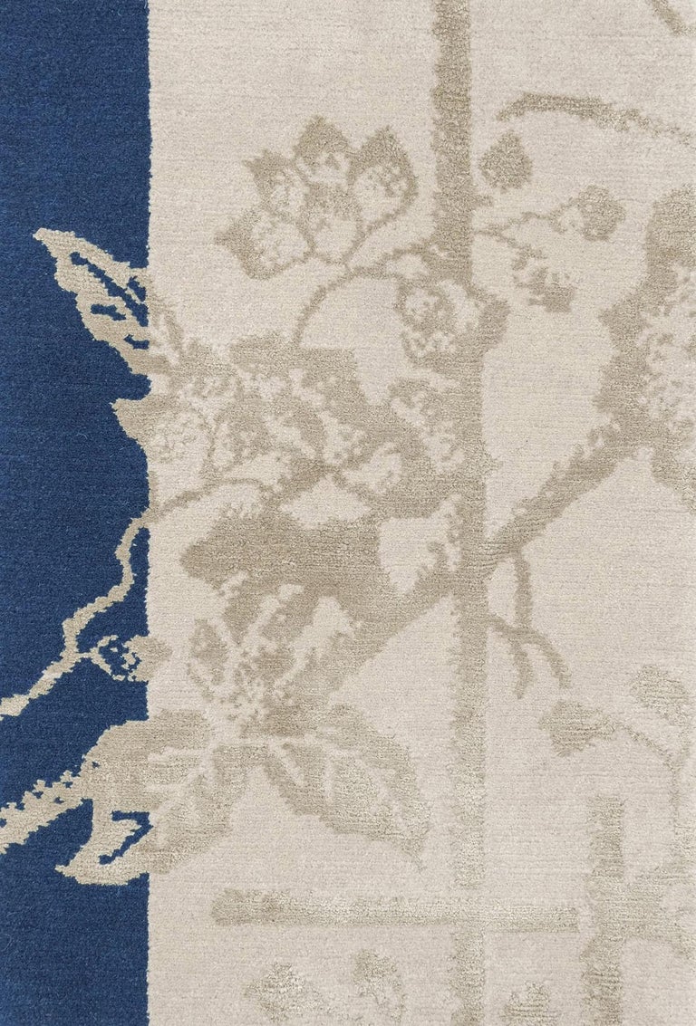 Immortality Grove Gold Leaf - Floral Ornament Hand Knotted Wool Silk ...