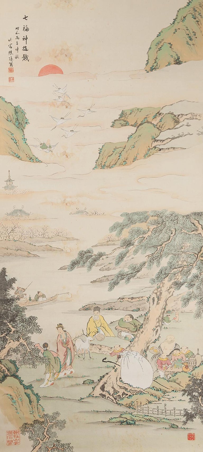 Immortals Nihonga Scene Meiji/Taisho Period Scroll Japan Artist Meiji ...