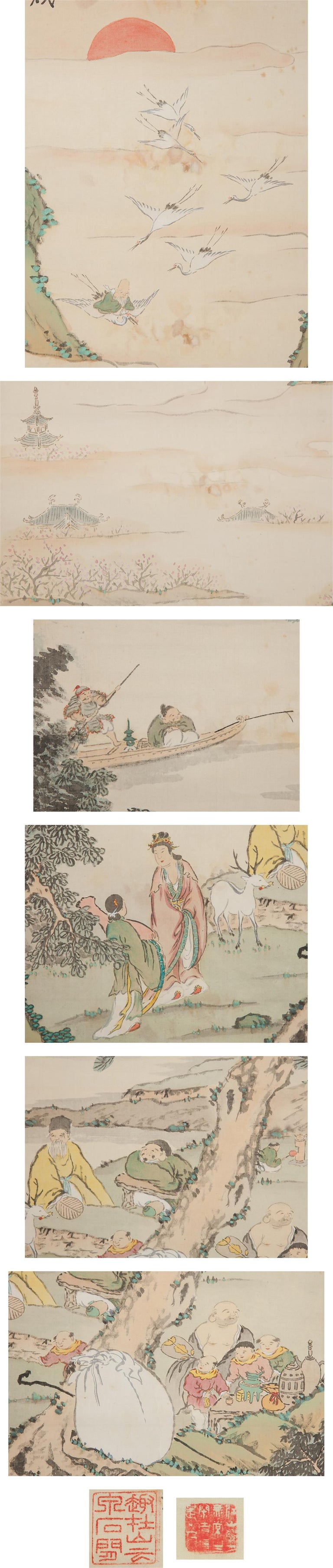 Immortals Nihonga Scene Meiji/Taisho Period Scroll Japan Artist Meiji ...