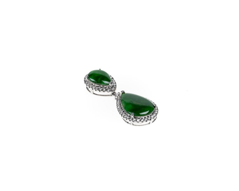 Imperial Green Jadeite Jade Pear and Diamond Pendant, Certified ...