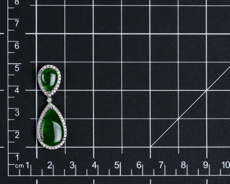 Imperial Green Jadeite Jade Pear and Diamond Pendant, Certified ...
