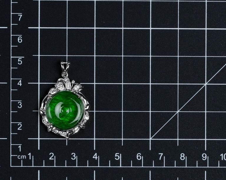 Imperial Green Jadeite Jade Pi Disc and Diamond Pendant, Certified ...