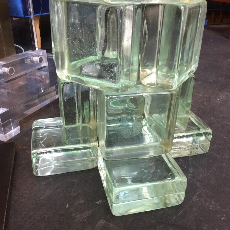 Imperial Imagineering Tall Glass Block Side Table at 1stDibs