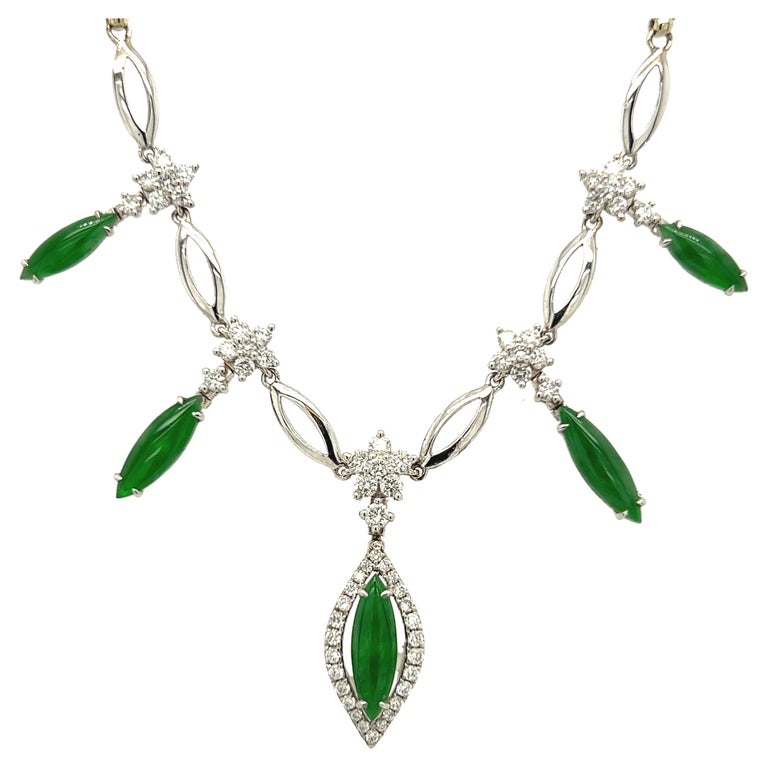 Imperial Jade and Diamond Necklace For Sale at 1stDibs