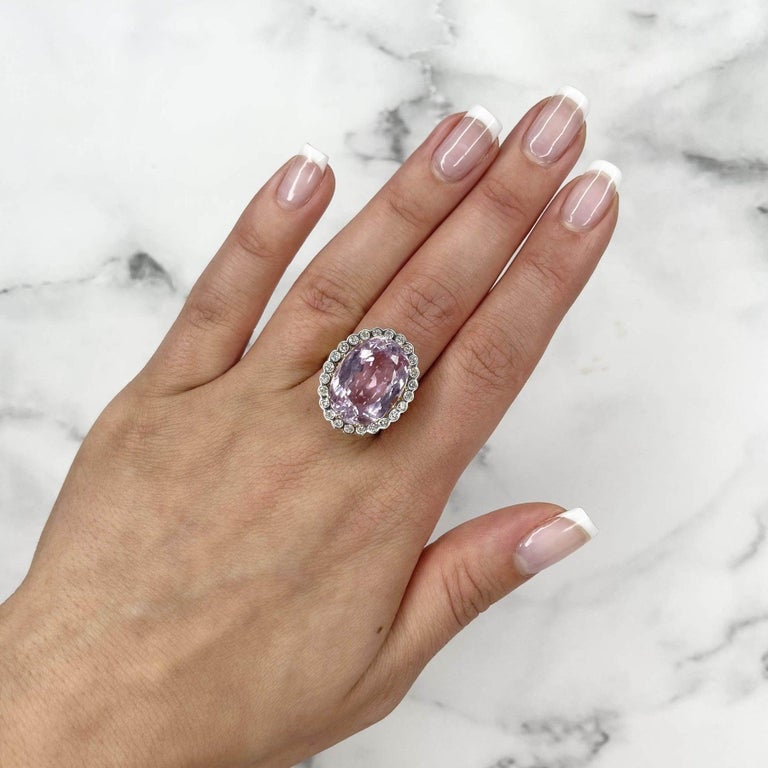 Customizable 18ct Yellow Gold Pink Violet Kunzite Spodumene and Diamond ...