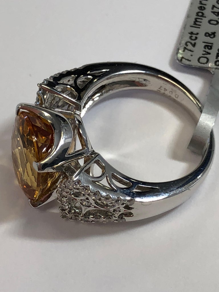 Imperial Orange Topaz Oval and White Diamond Ring in Platinum at 1stDibs