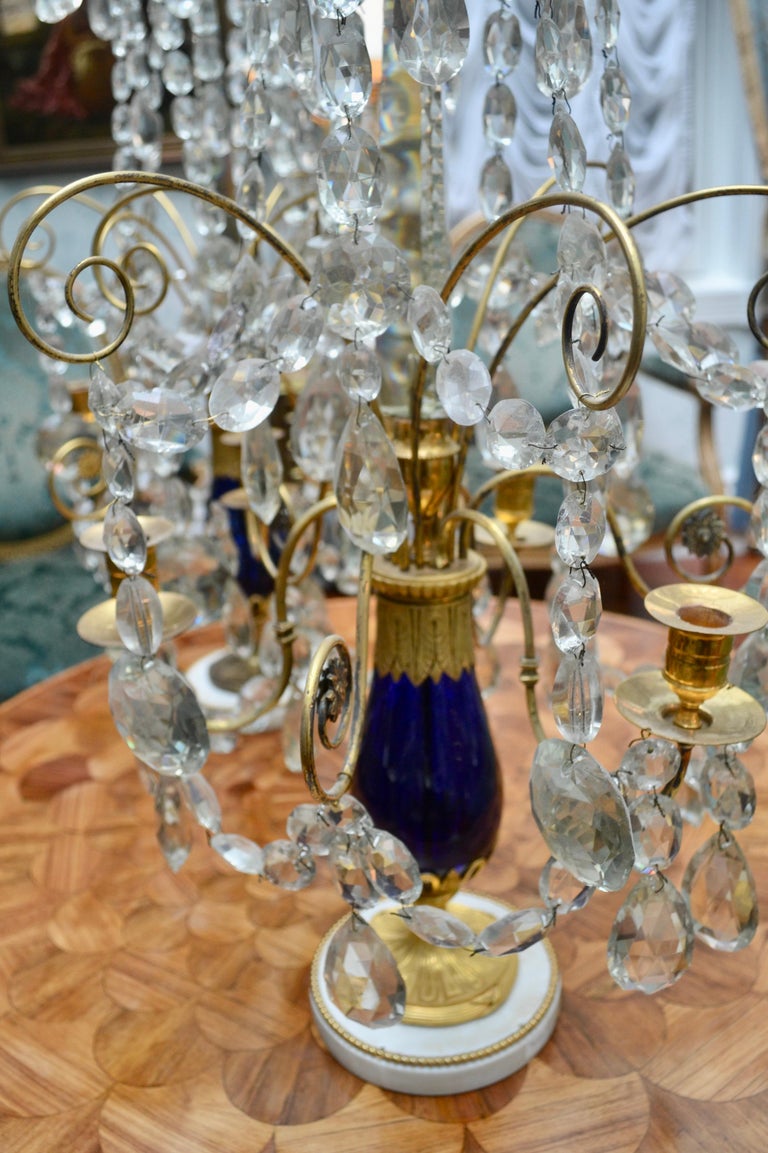 Imperial Russian Crystal Cobalt Blue Glass and Gilt Bronze Girandoles ...