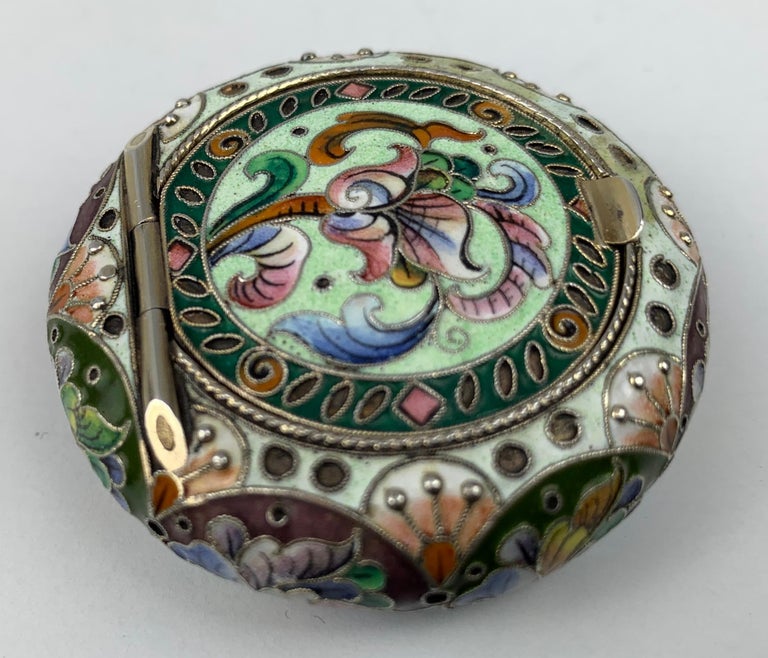 Cushion Shaped Solid Silver Pill Box, Imperial Russian Polychromed ...