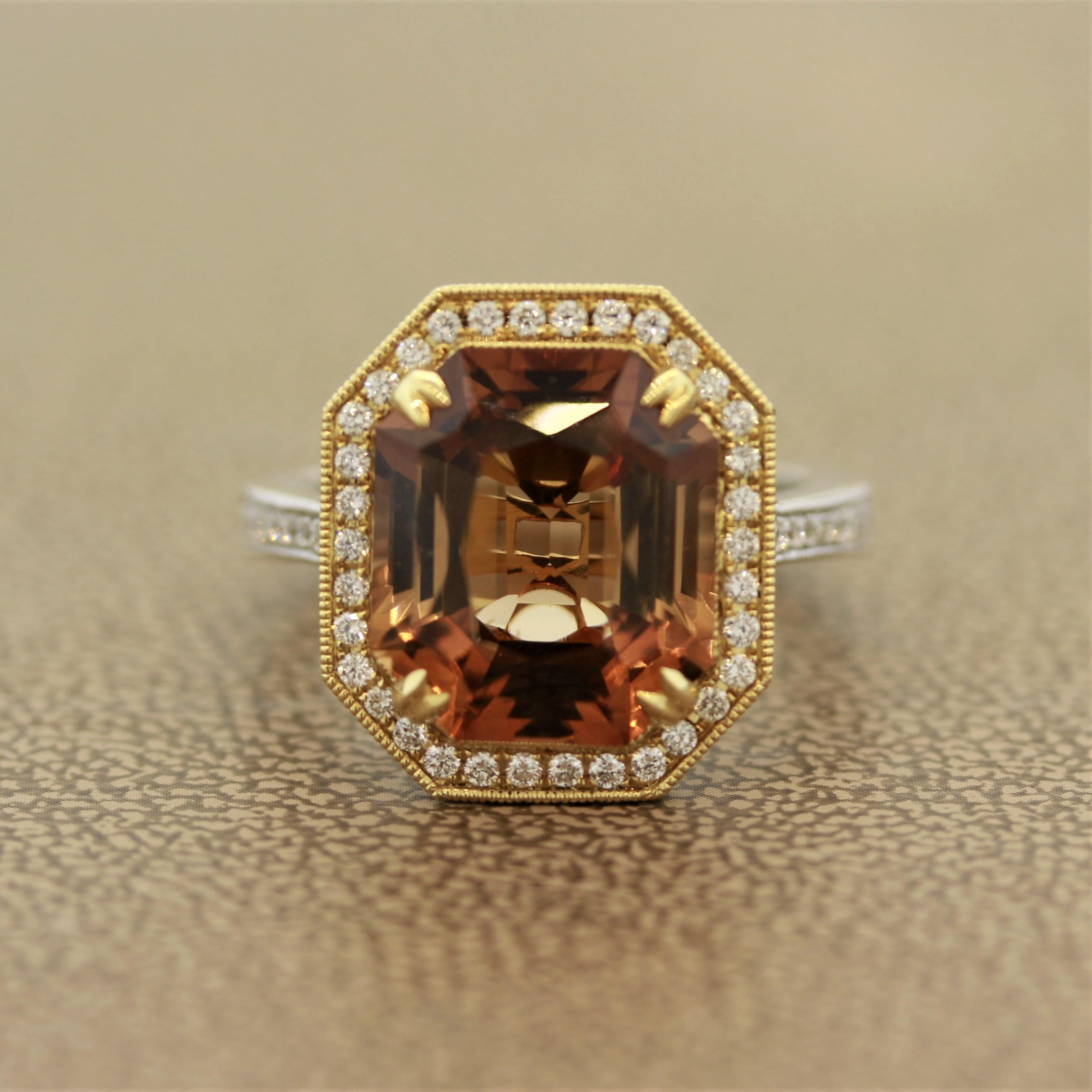 Imperial Topaz Diamond Gold Two-Tone Ring, GIA Certified at 1stDibs ...