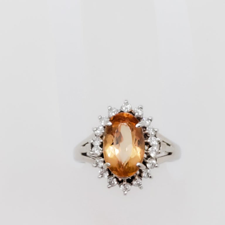 Imperial Topaz Oval and White Diamond Cluster Ring in Platinum For Sale ...