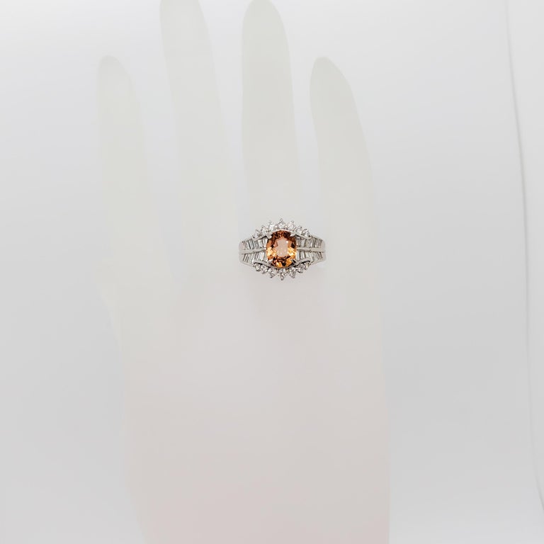 Imperial Topaz Oval and White Diamond Cocktail Ring in Platinum For ...