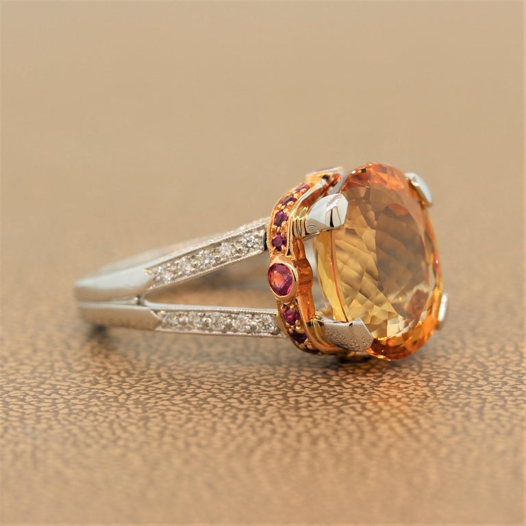 Imperial Topaz Ruby Diamond Platinum Gold Ring For Sale at 1stDibs ...