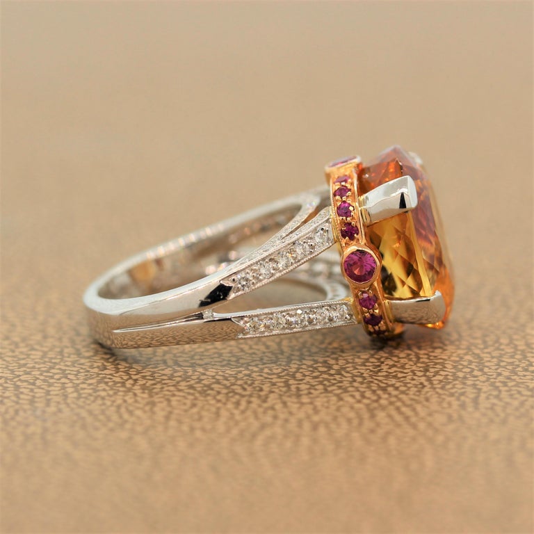 Imperial Topaz Ruby Diamond Platinum Gold Ring For Sale at 1stDibs ...