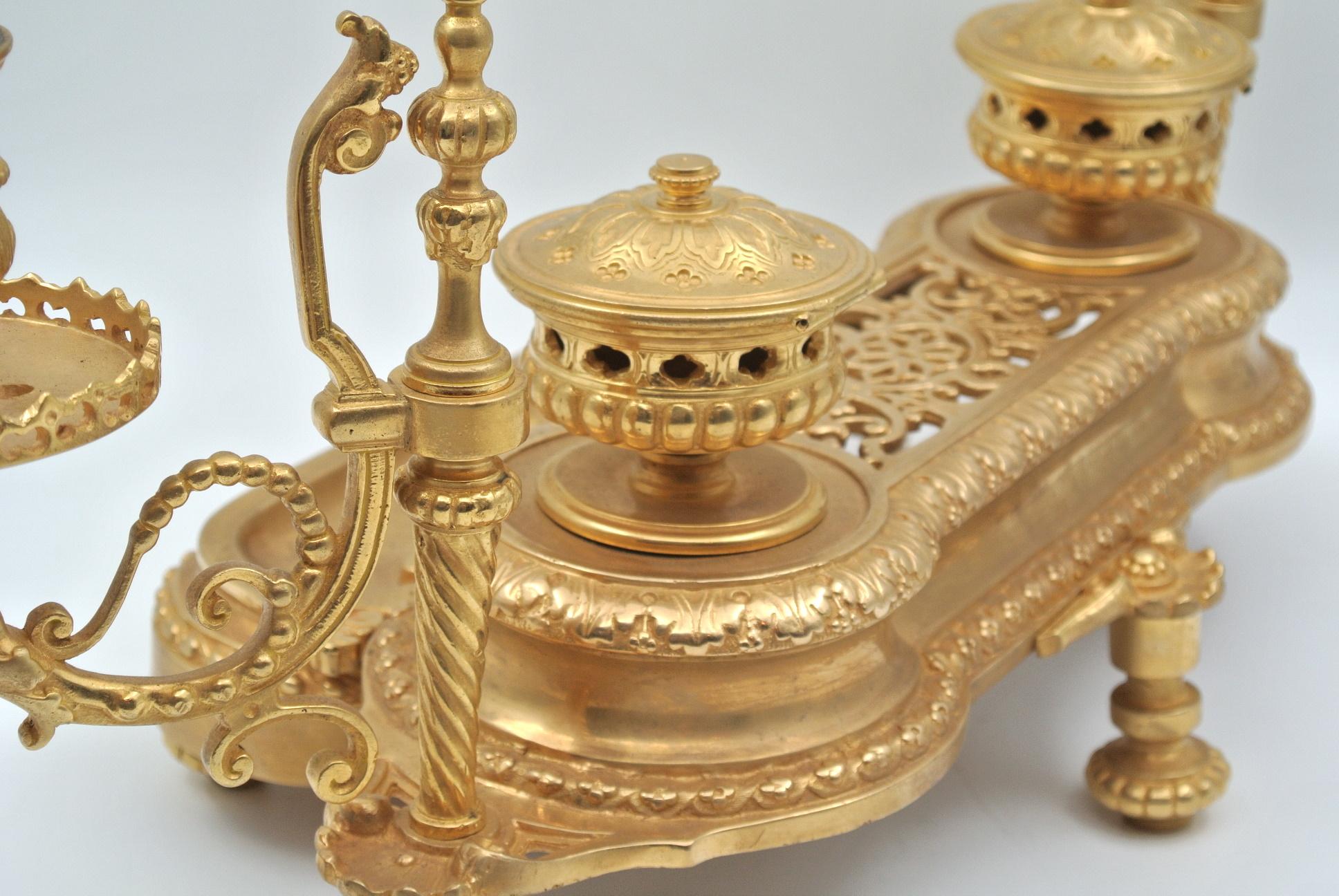 Important 19th Century Gilded Bronze Inkwell For Sale at 1stDibs