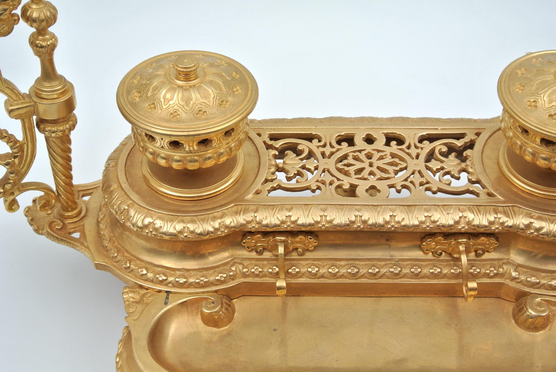 Important 19th Century Gilded Bronze Inkwell For Sale at 1stDibs