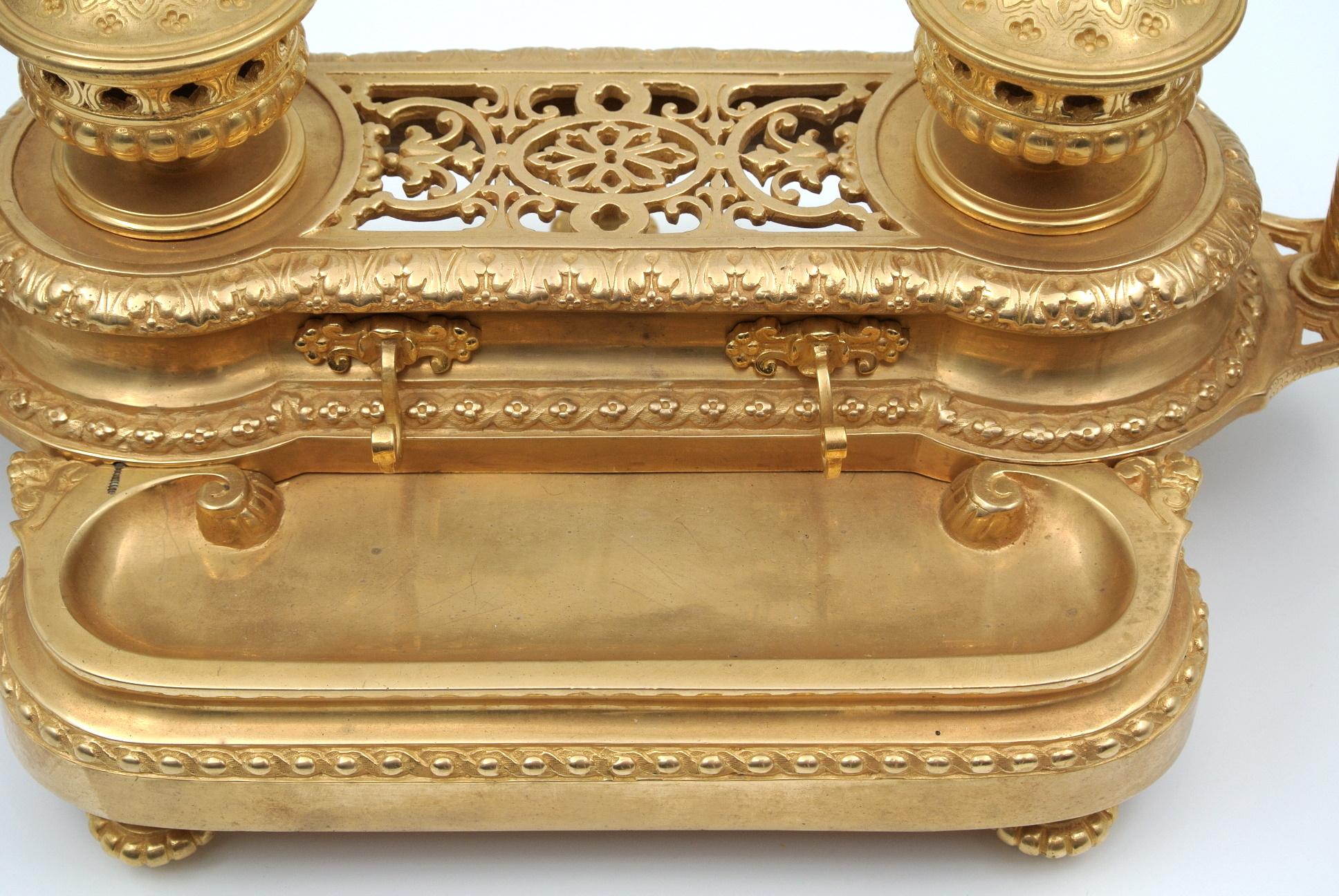 Important 19th Century Gilded Bronze Inkwell For Sale at 1stDibs