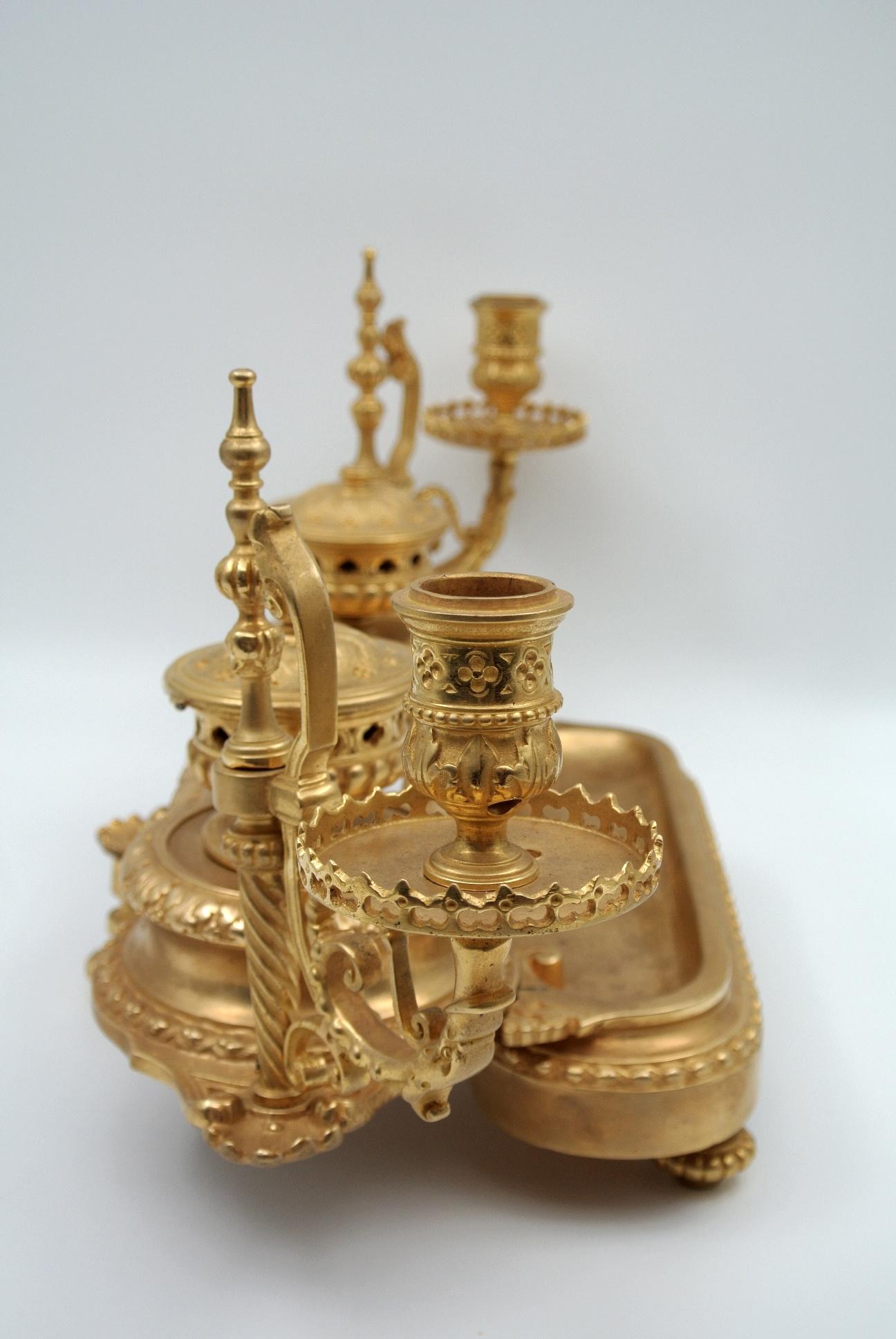 Important 19th Century Gilded Bronze Inkwell For Sale at 1stDibs