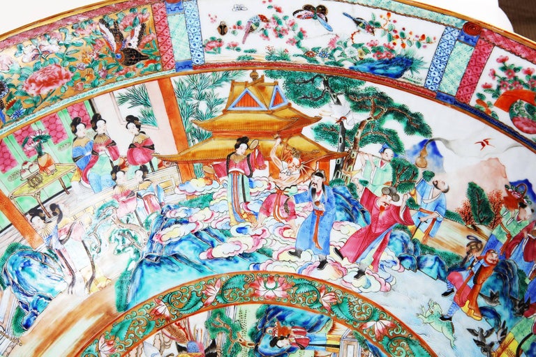 Important 21 inch Chinese Export Canton Porcelain Punch Bowl at 1stDibs