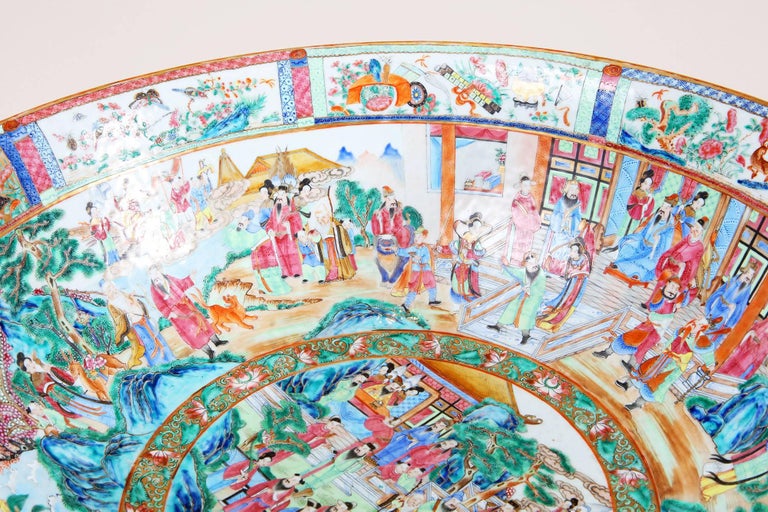 Important 21 inch Chinese Export Canton Porcelain Punch Bowl at 1stDibs
