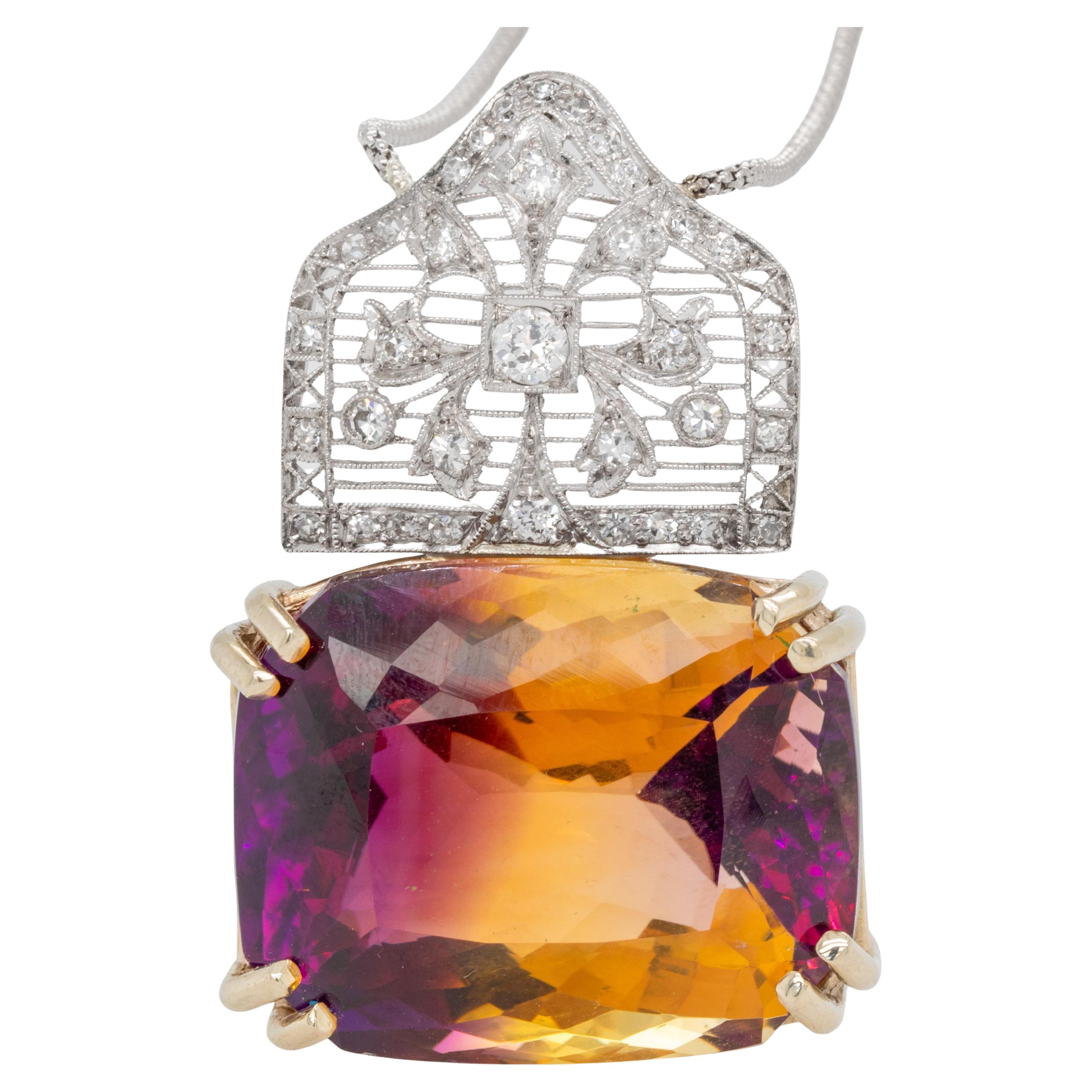 Important 60 Carat Ametrine Pendant Necklace Set with Diamonds Platinum ...