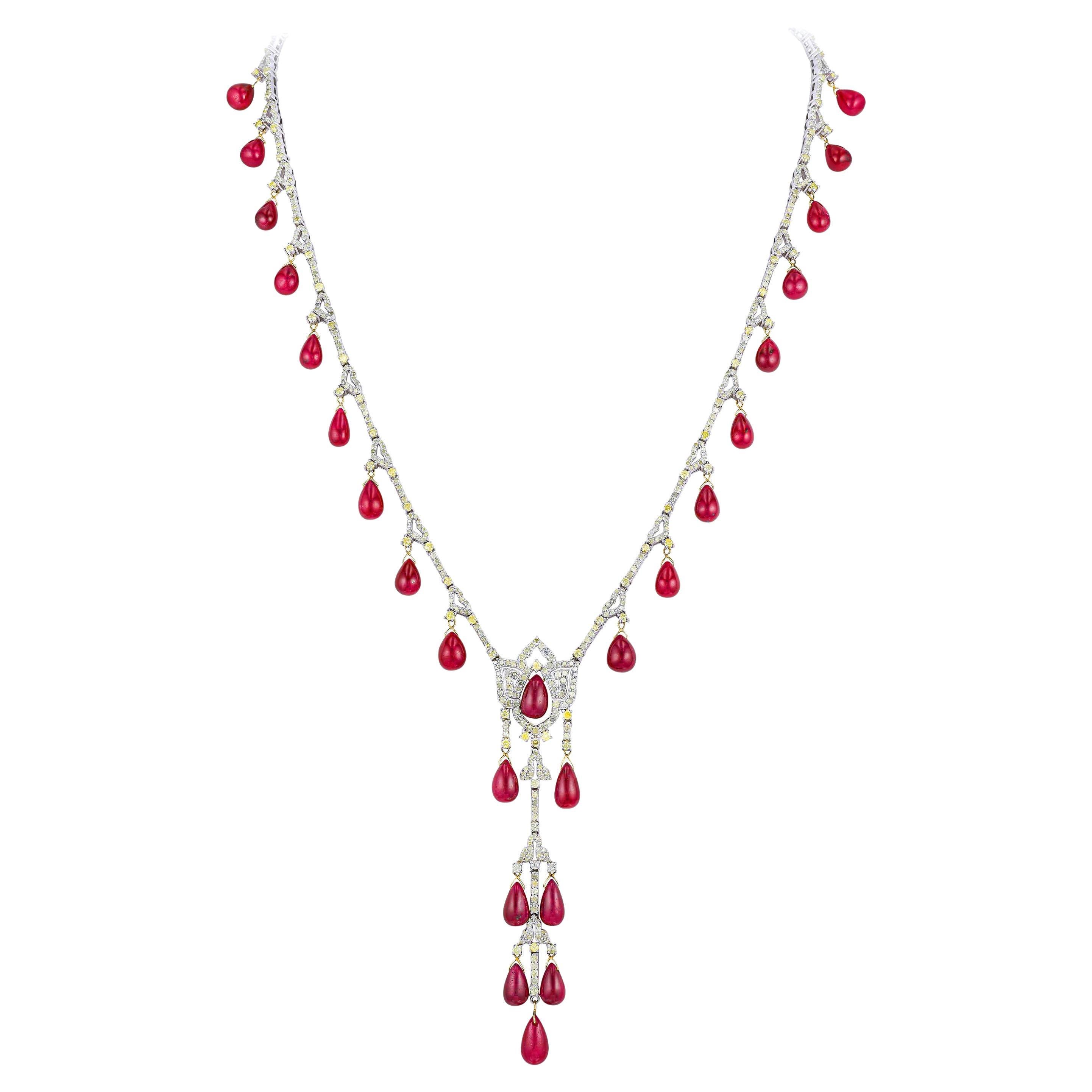 Important Antique 88 Carats Ruby Drop Necklace Fancy Light Yellow ...