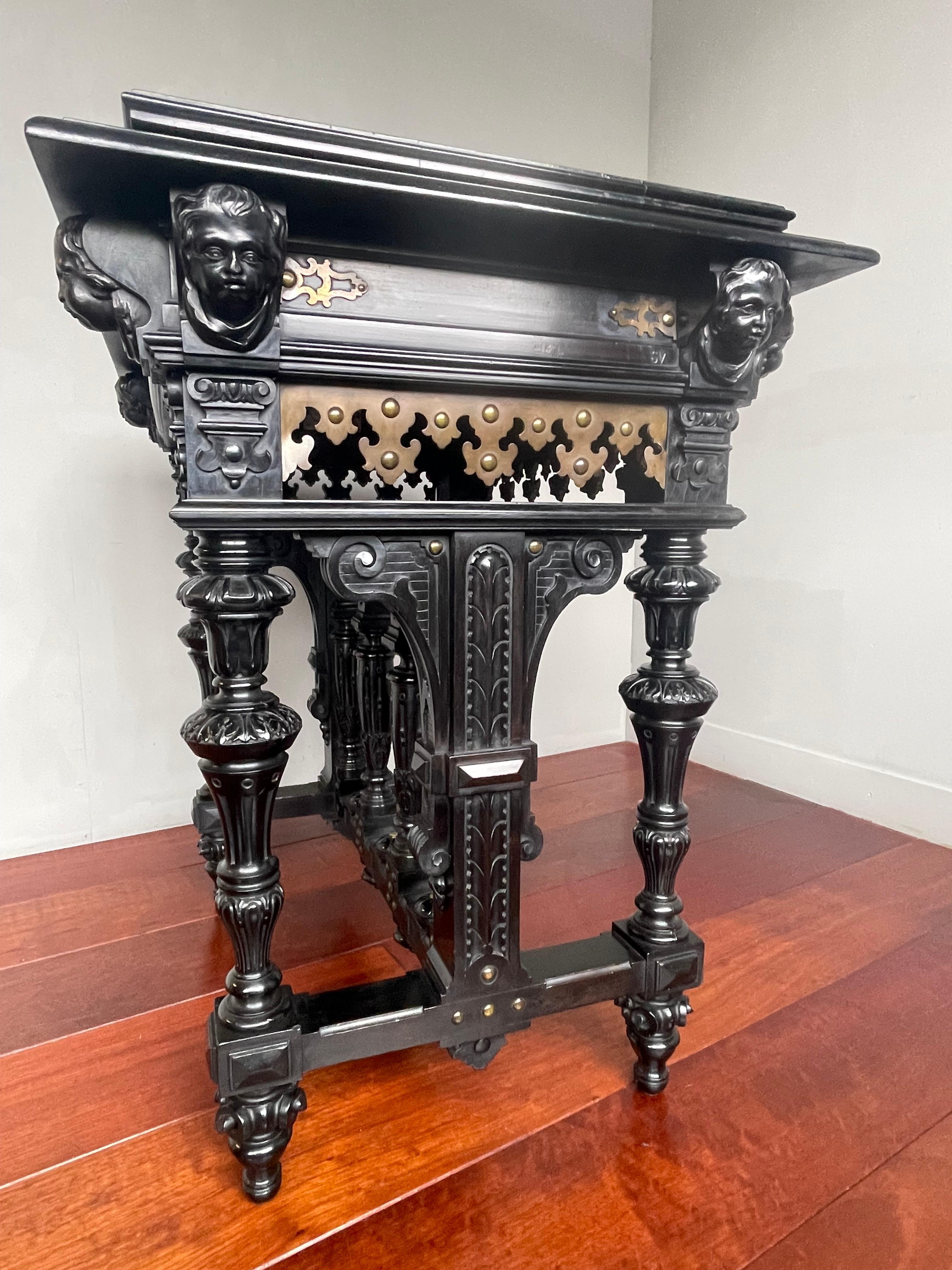 Important Antique American Herter Brothers End or Center Table Marked w ...