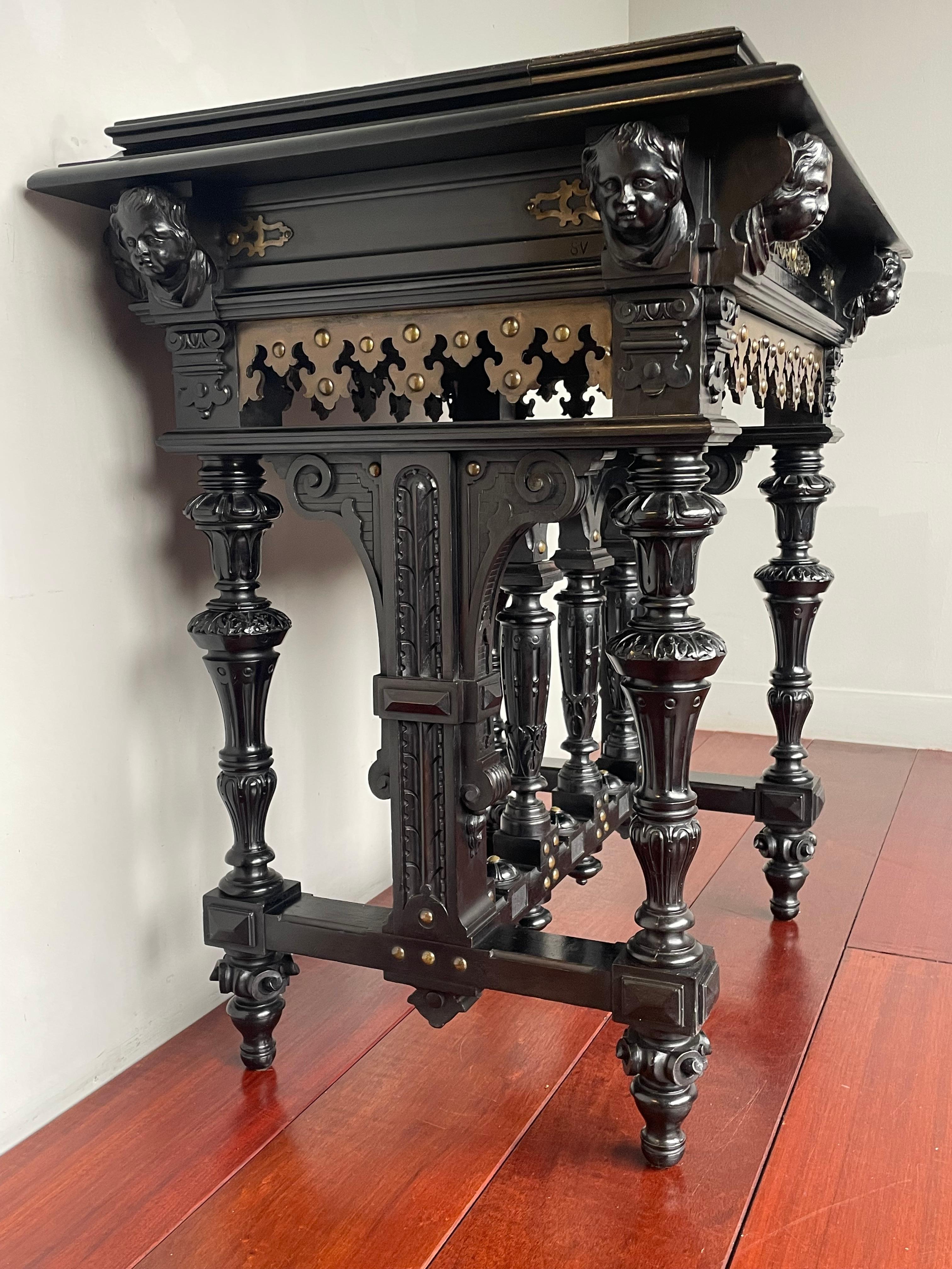 Important Antique American Herter Brothers End or Center Table Marked w ...