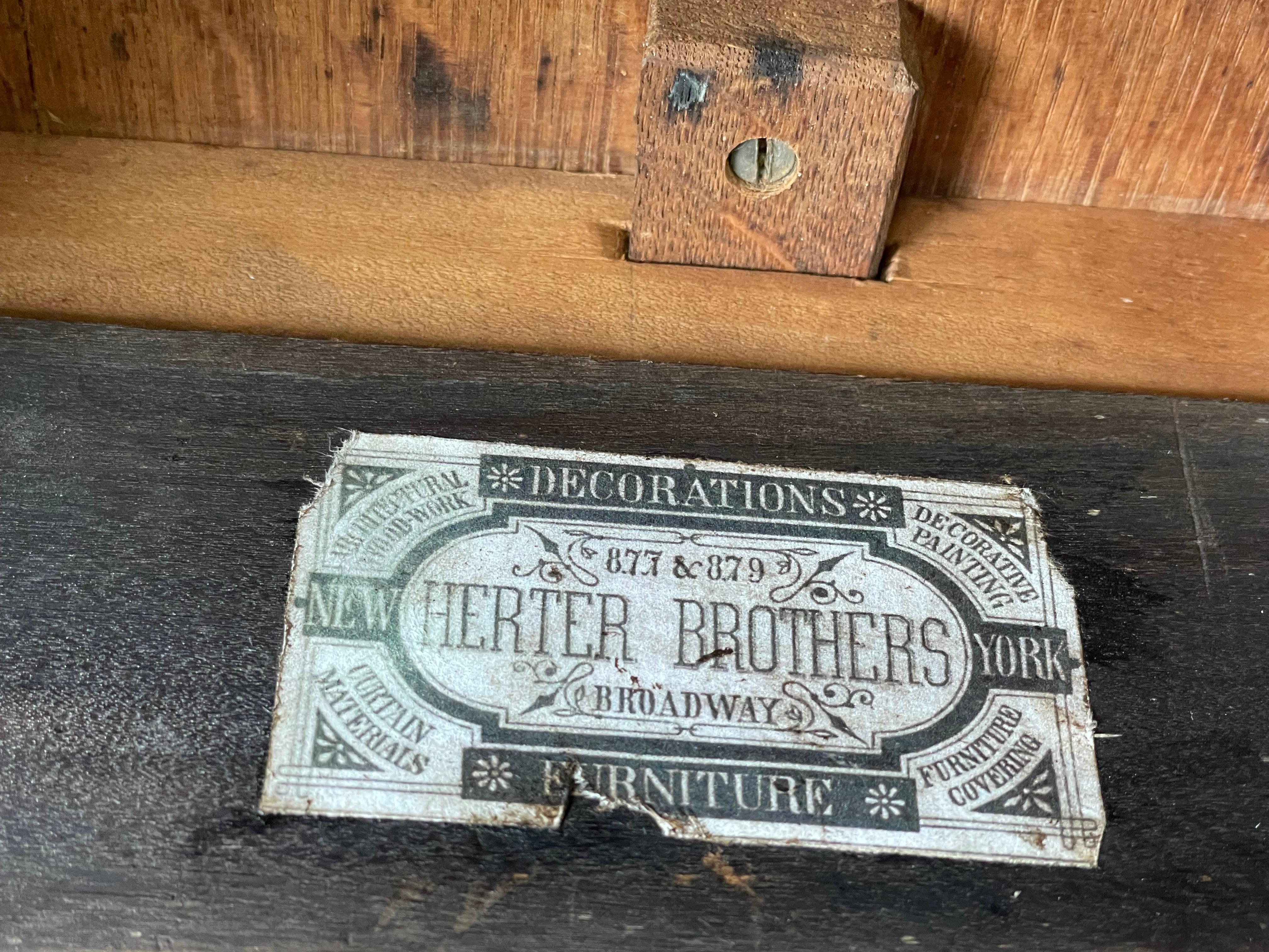 Important Antique American Herter Brothers End or Center Table Marked w ...