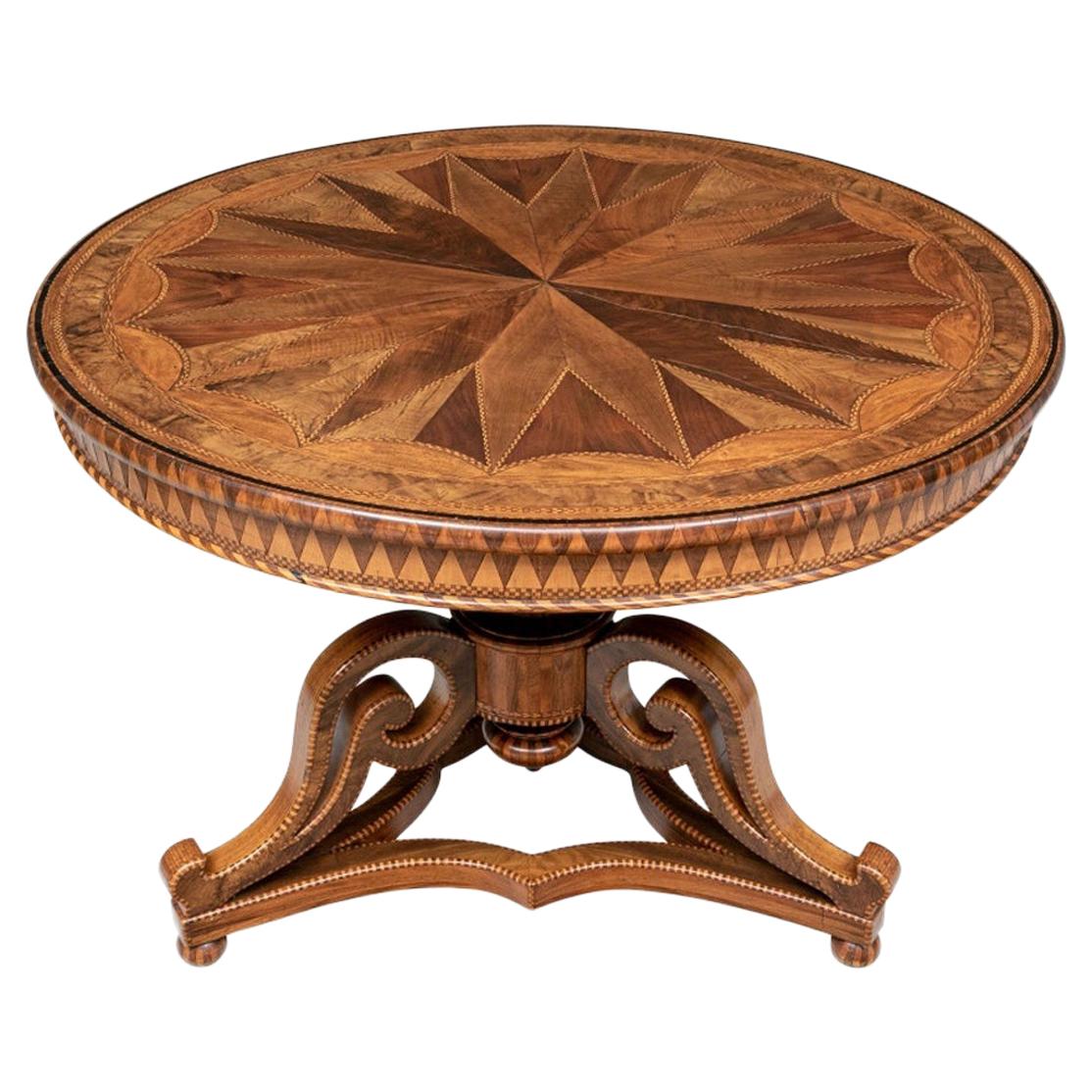 Antique Tiered Burled Mahogany Rotating Center Table with Cellerette ...