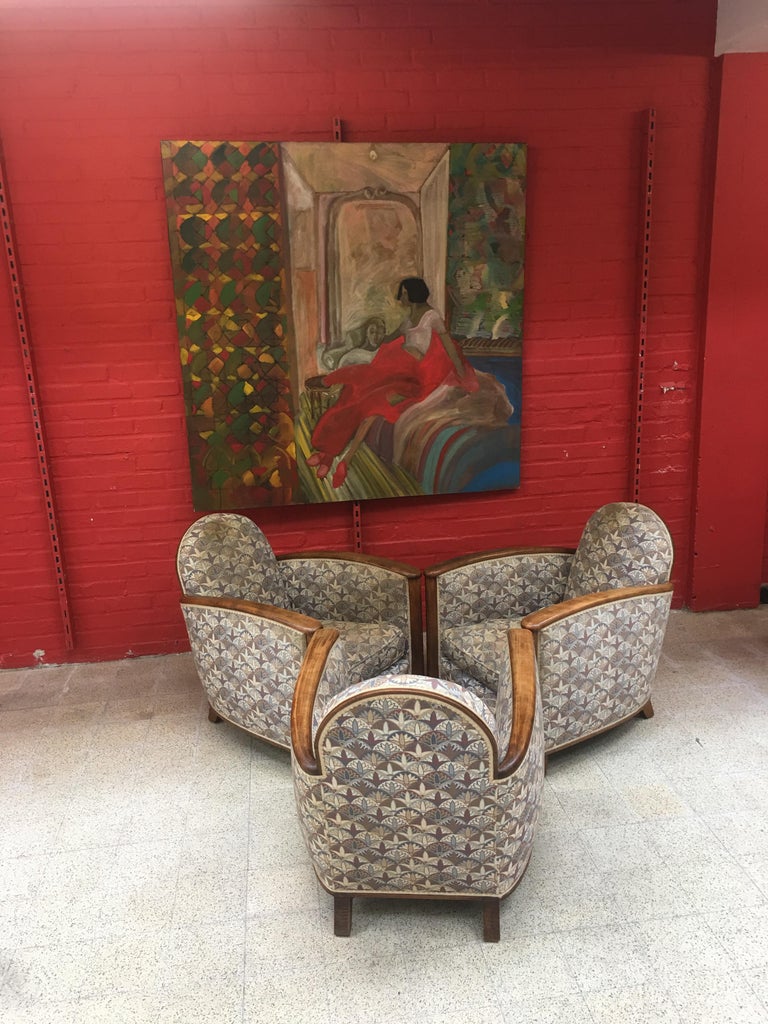 Important Art Deco Lounge Consisting of Four Armchairs and a Sofa ...