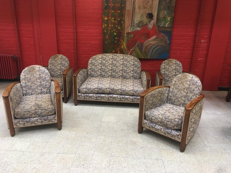 Important Art Deco Lounge Consisting of Four Armchairs and a Sofa ...