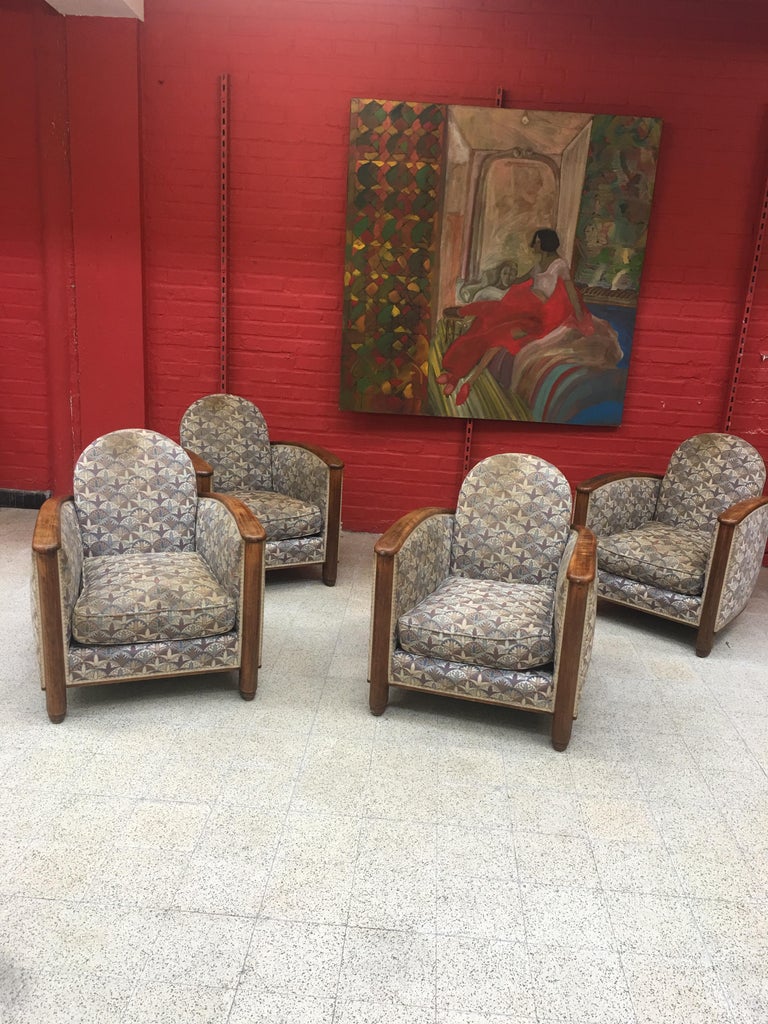 Important Art Deco Lounge Consisting of Four Armchairs and a Sofa ...